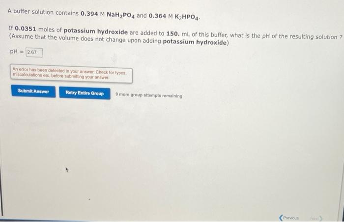 Solved A buffer solution contains 0.394MNaH2PO4 and | Chegg.com