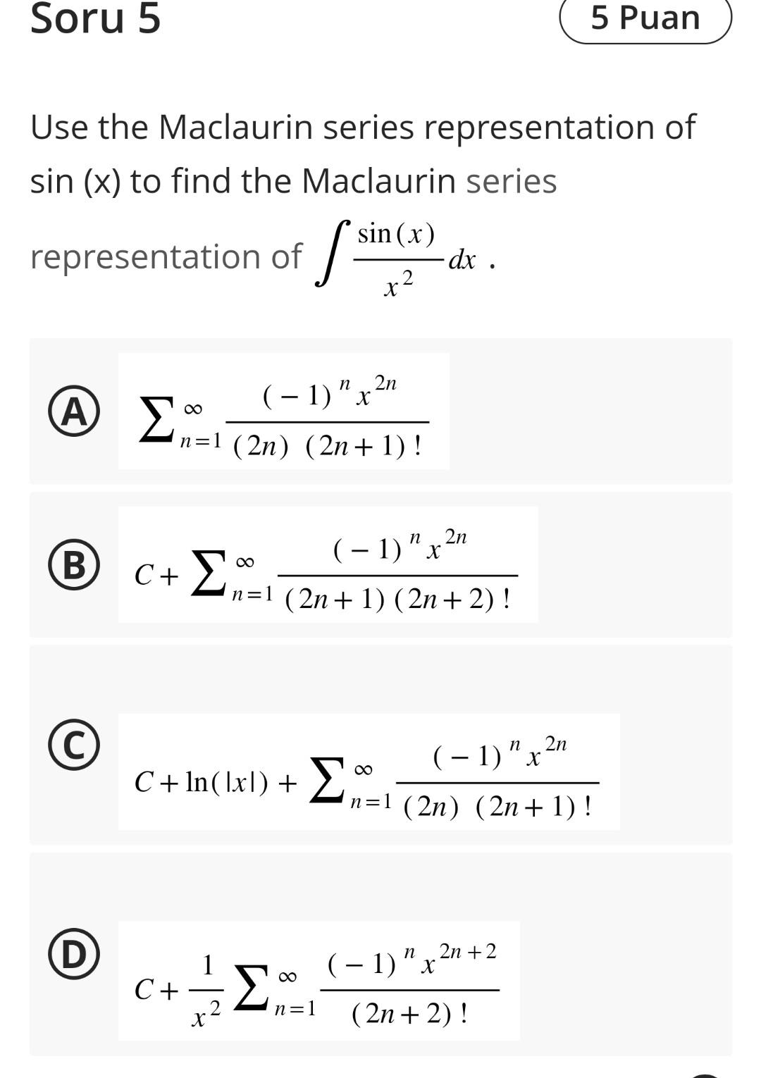 Solved Use the Maclaurin series representation of sin(x) to | Chegg.com