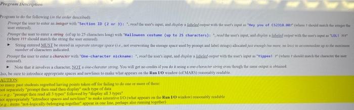 Solved Need Help With Coding The Assignment Must Use Mars 7694