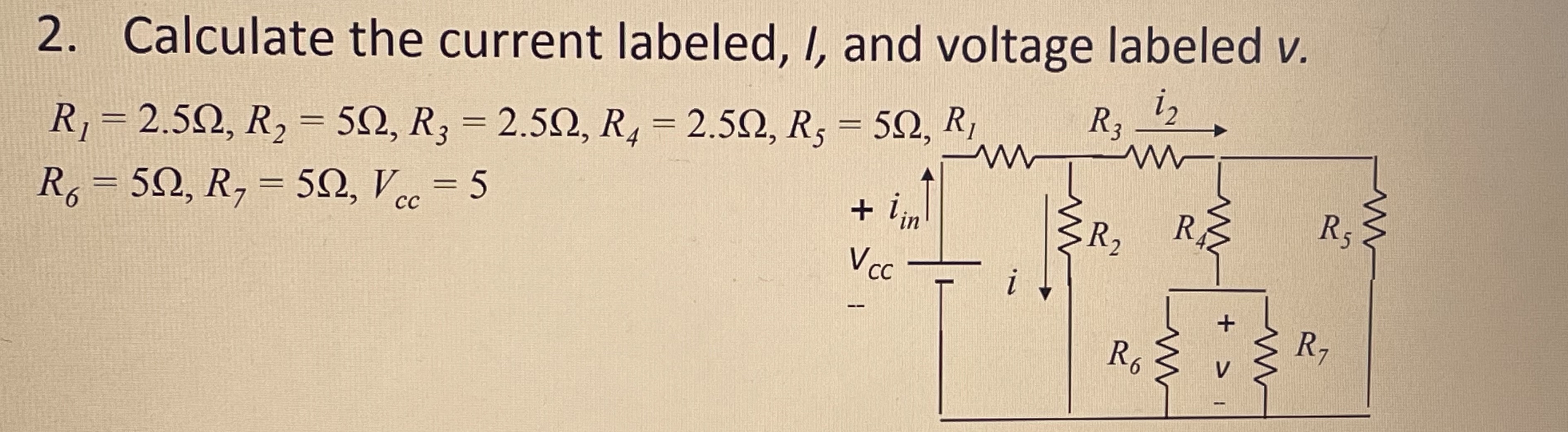 Solved Calculate the current labeled, I, and voltage labeled | Chegg.com