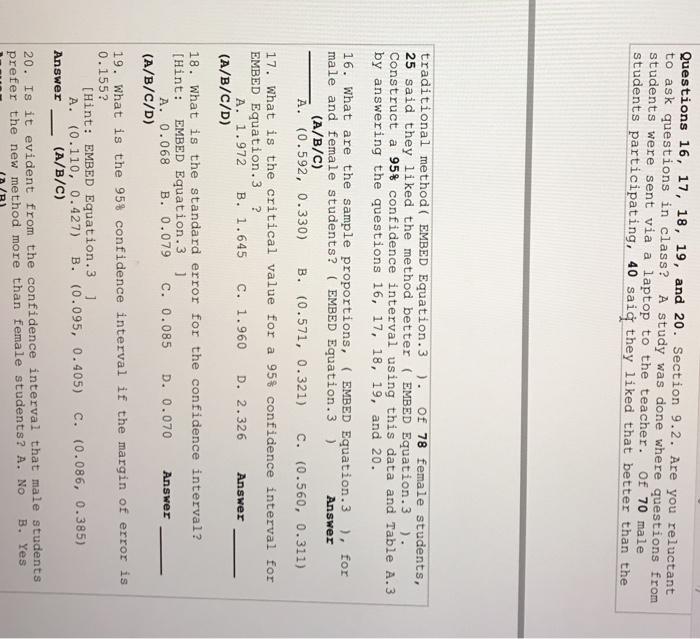 Solved Questions 16, 17, 18, 19, and 20. Section 9.2. Are | Chegg.com
