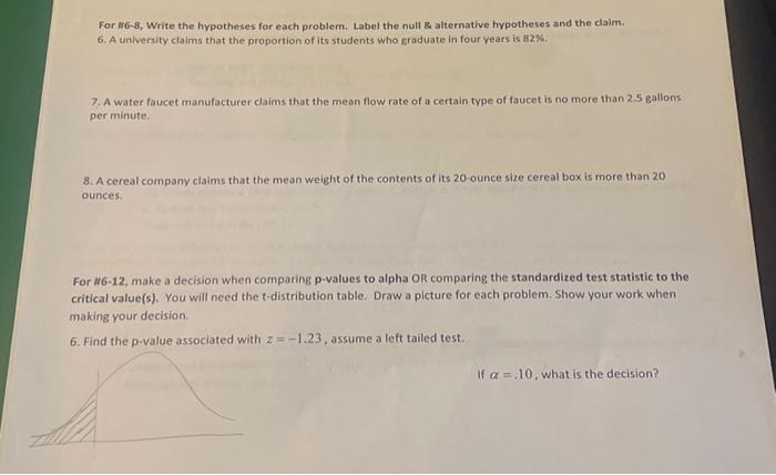 Solved For 116−8, Write the hypotheses for each problem. | Chegg.com