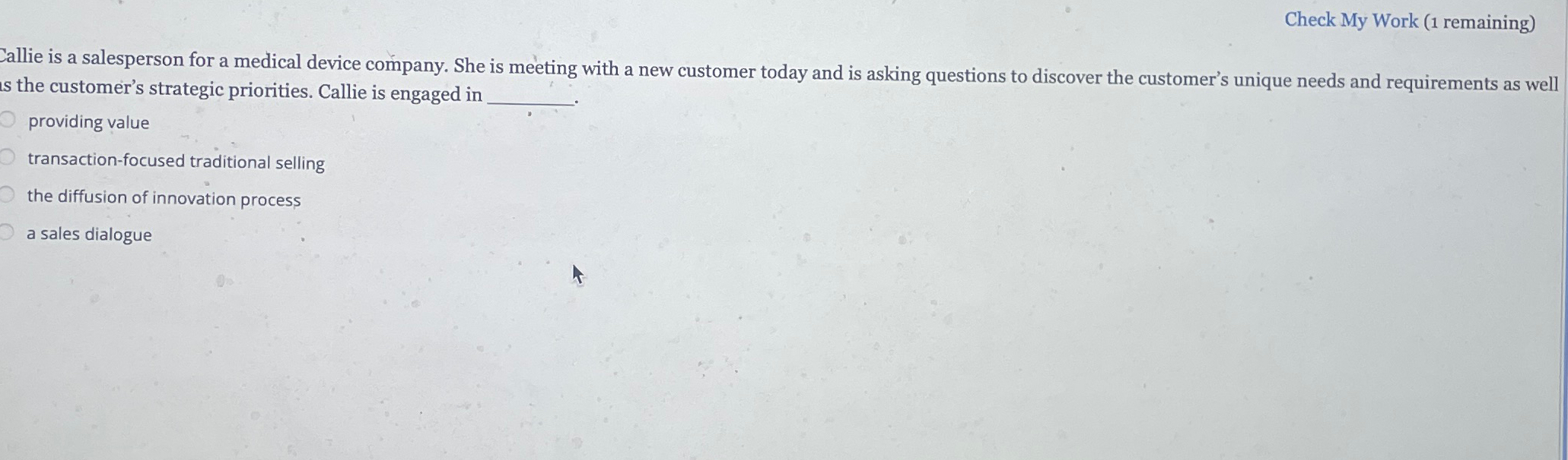 Solved Check My Work (1 ﻿remaining)Callie is a salesperson | Chegg.com