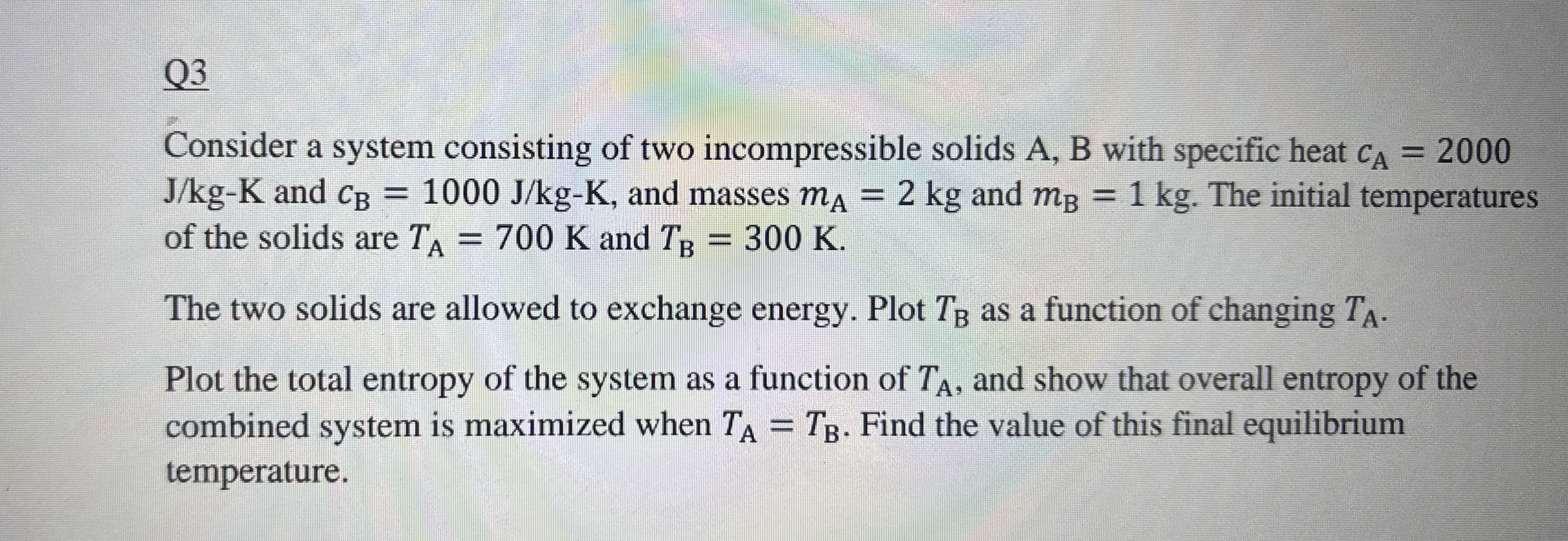 Solved Q3Consider a system consisting of two incompressible | Chegg.com