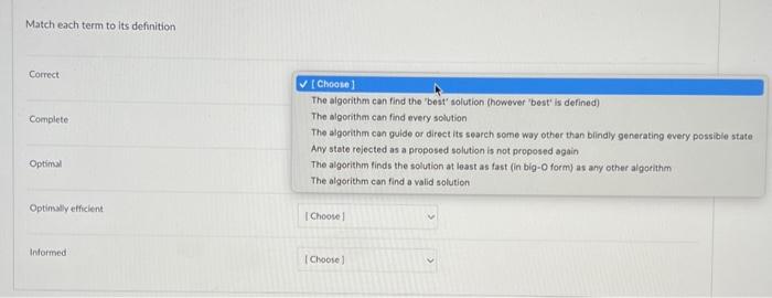 Solved Match Each Term To Its Definition Correct [ Choose]