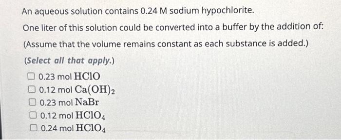 Solved An aqueous solution contains 0.24 M sodium | Chegg.com