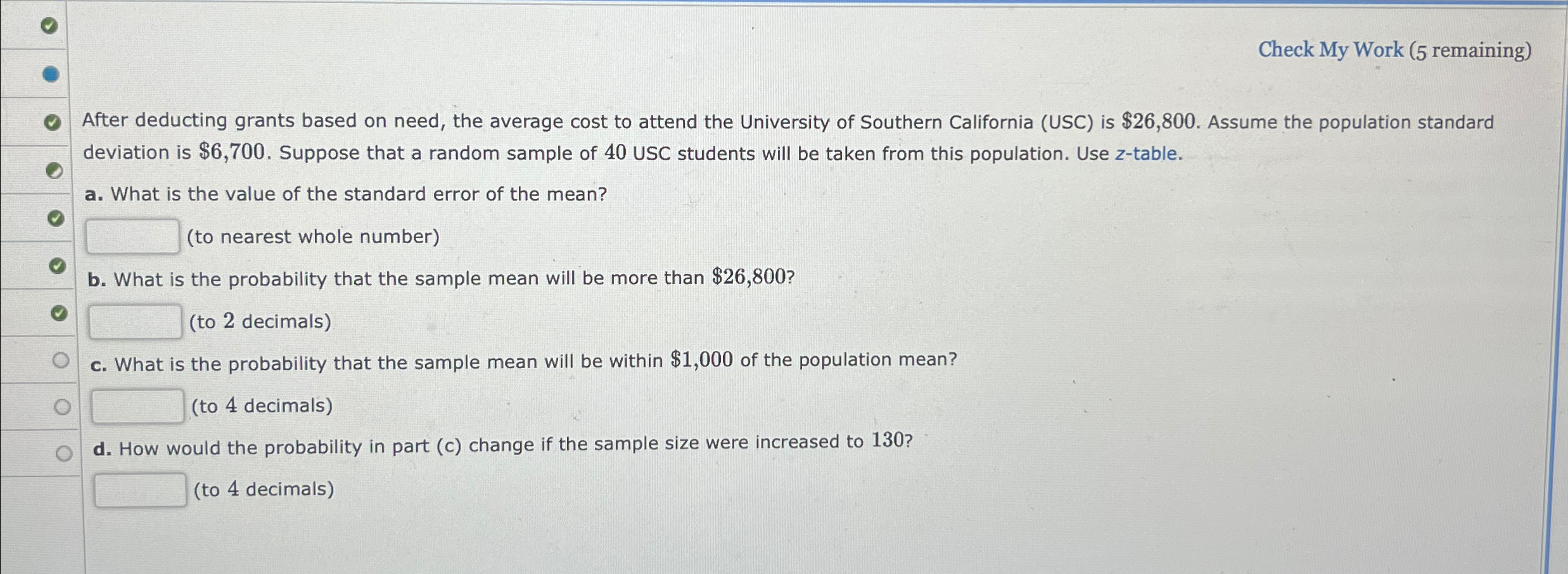 Solved Check My Work (5 ﻿remaining)After deducting grants | Chegg.com