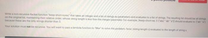 Solved NUR Write a non-recursive Racket function | Chegg.com Solved NUR Write a non-recursive Racket function | Chegg.com