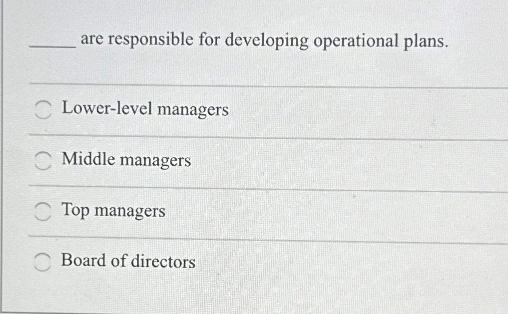 Solved are responsible for developing operational | Chegg.com