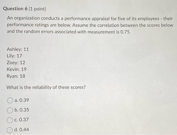 Solved An organization conducts a performance appraisal for | Chegg.com