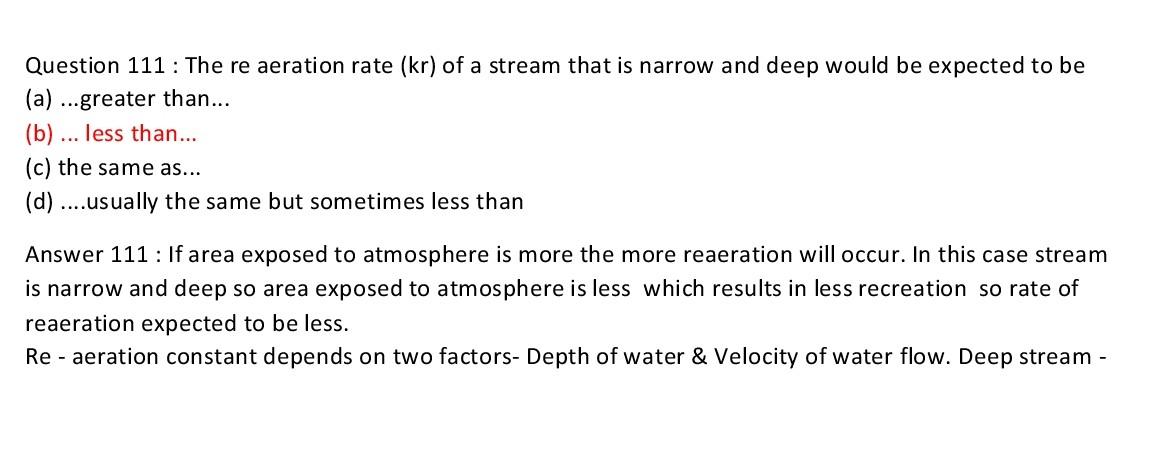 Solved 13m Question 111: The re aeration rate (kr) of a | Chegg.com