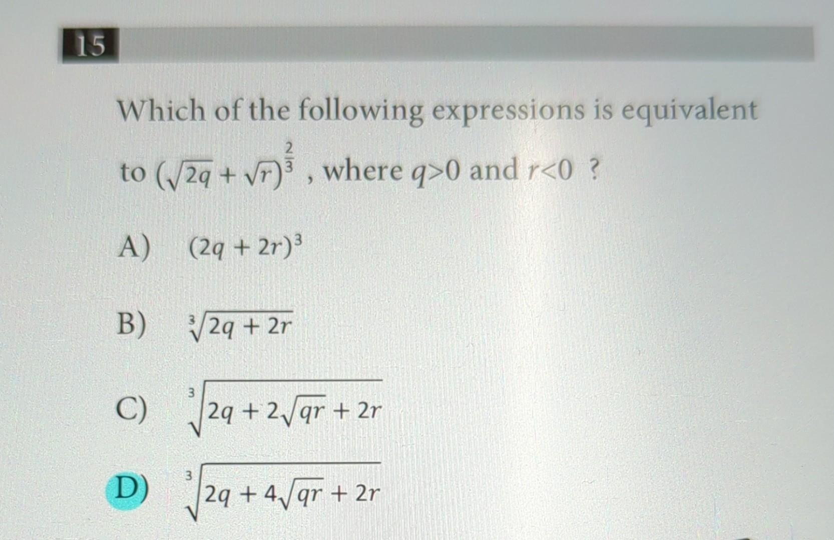 Solved Which Of The Following Expressions Is Equivalent To
