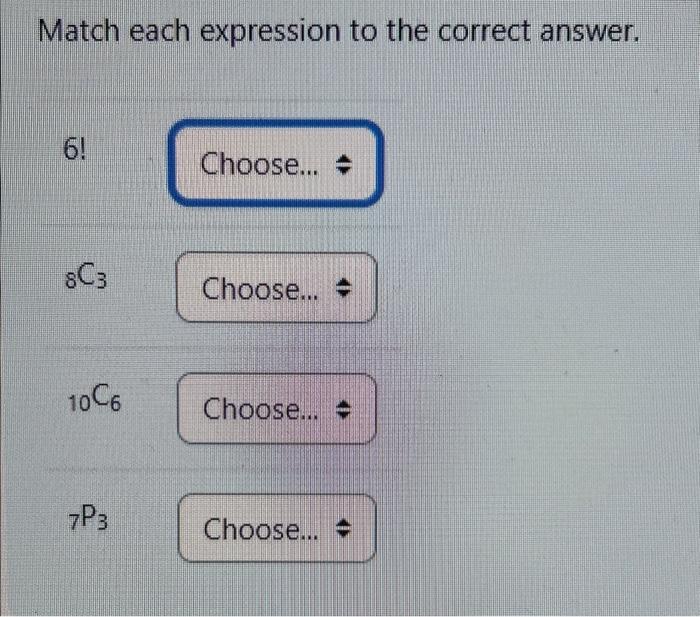 Solved Match each expression to the correct answer. 61 10C6 | Chegg.com