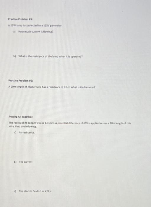 Solved Practice Problem 16: A 20 m length of copper wire has | Chegg.com