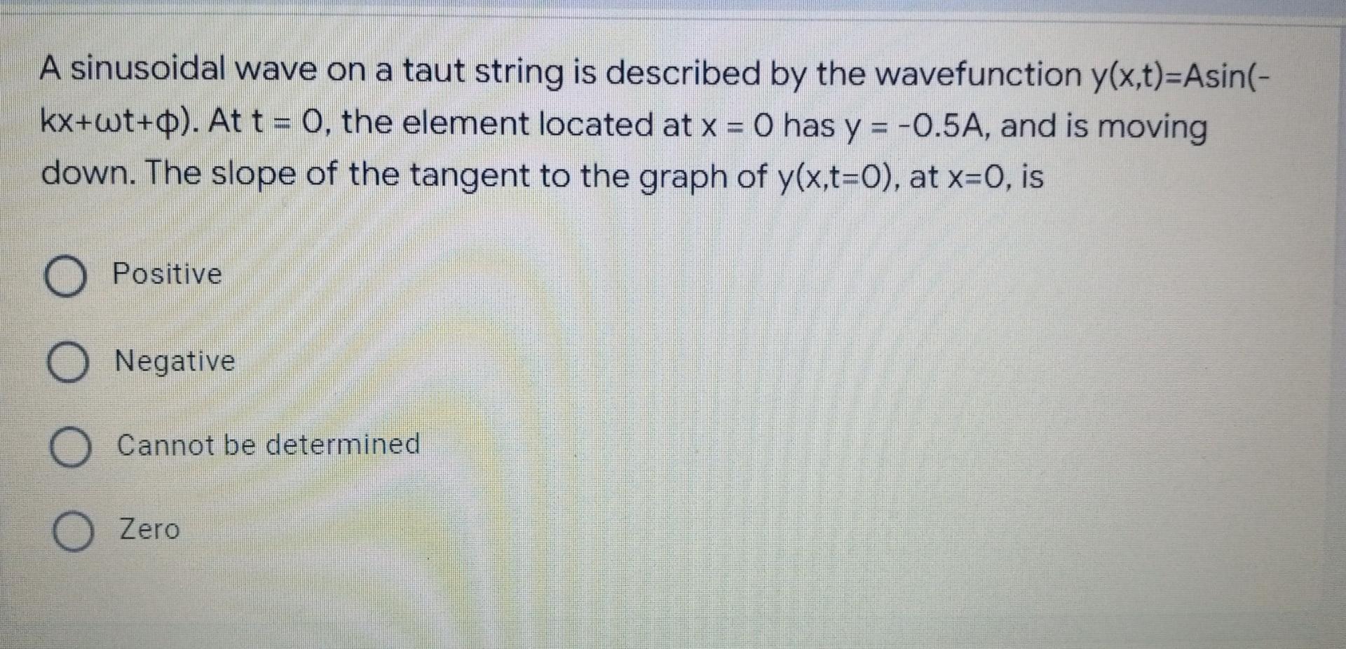 Solved A sinusoidal wave on a taut string is described by | Chegg.com