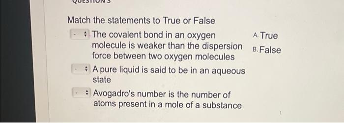 Solved Match the statements to True or False The covalent | Chegg.com