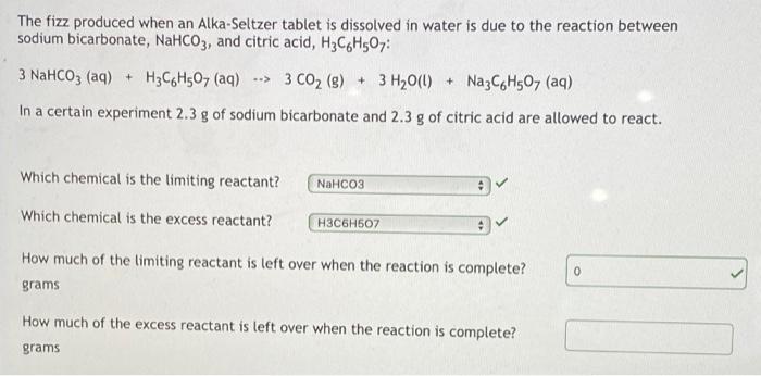 Solved The fizz produced when an Alka-Seltzer tablet is | Chegg.com