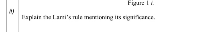 Solved Figure 1 i. ii) Explain the Lami's rule mentioning | Chegg.com