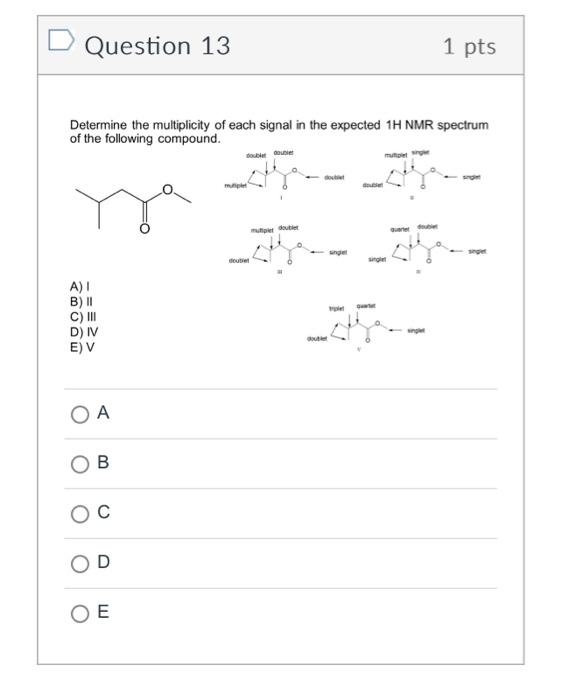 Solved Question 13 1pts Determine the multiplicity of each | Chegg.com