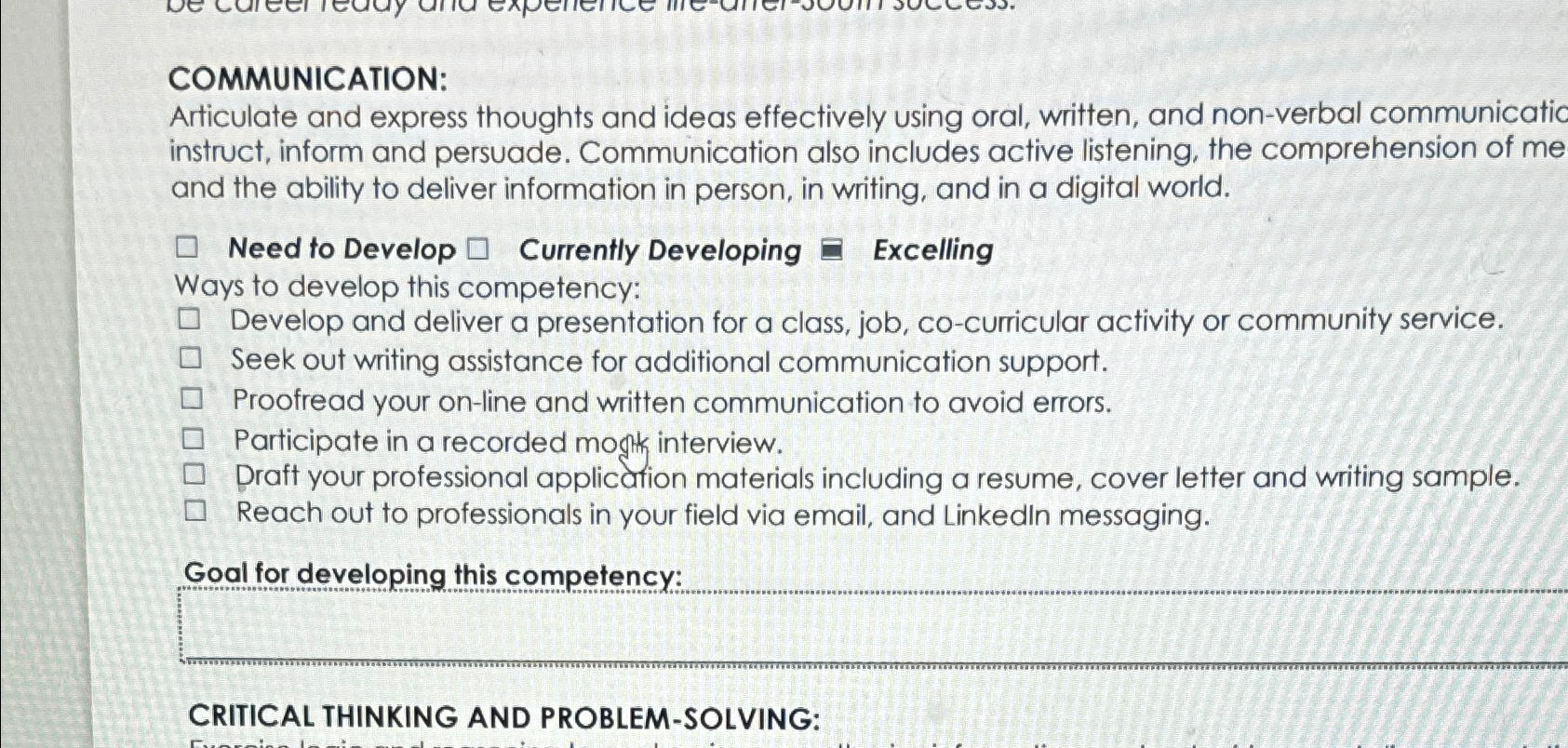 Solved COMMUNICATION:Articulate and express thoughts and | Chegg.com