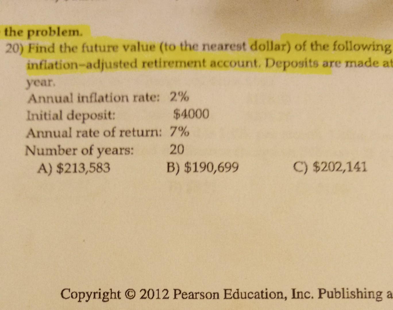 Solved the problem. 20) Find the future value (to the | Chegg.com