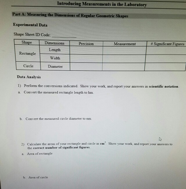 Part A: Measuring the Dimensions of Regular Geometric | Chegg.com