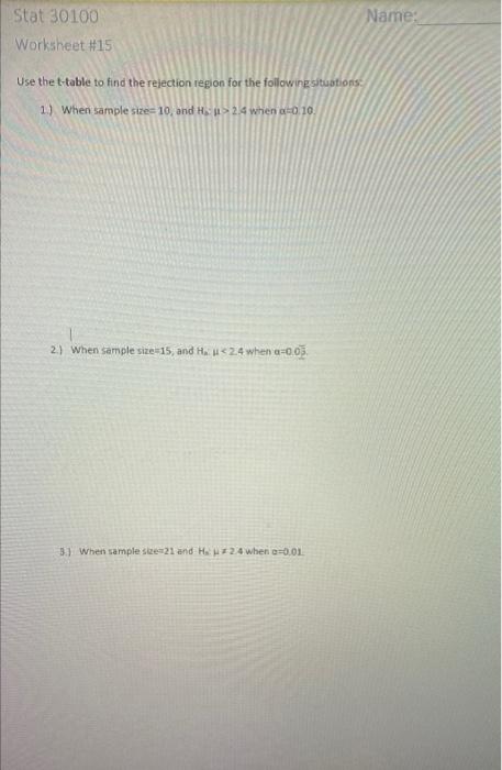 Solved Use the t-table to find the rejection region for the | Chegg.com