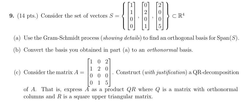 Solved Consider the set of vectors | Chegg.com