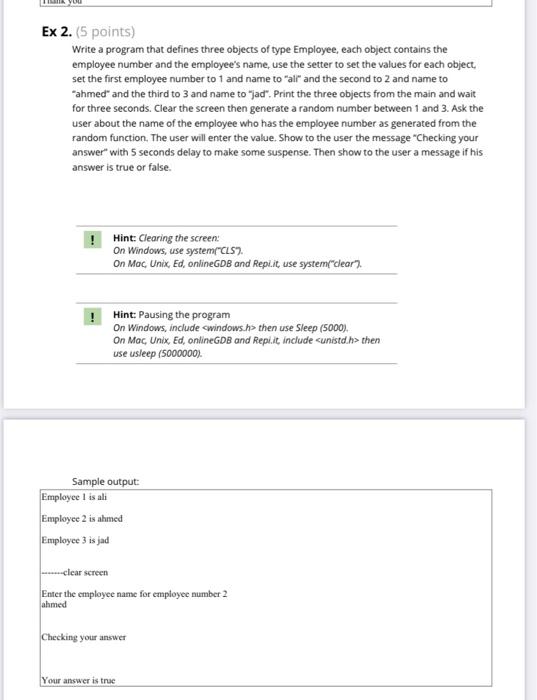Solved Ex 2. (5 points) Write a program that defines three | Chegg.com