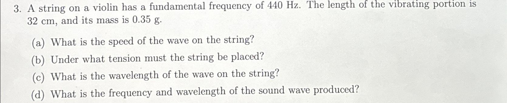 Solved A string on a violin has a fundamental frequency of | Chegg.com