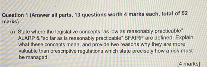 Solved Question 1 (Answer all parts, 13 questions worth 4 | Chegg.com