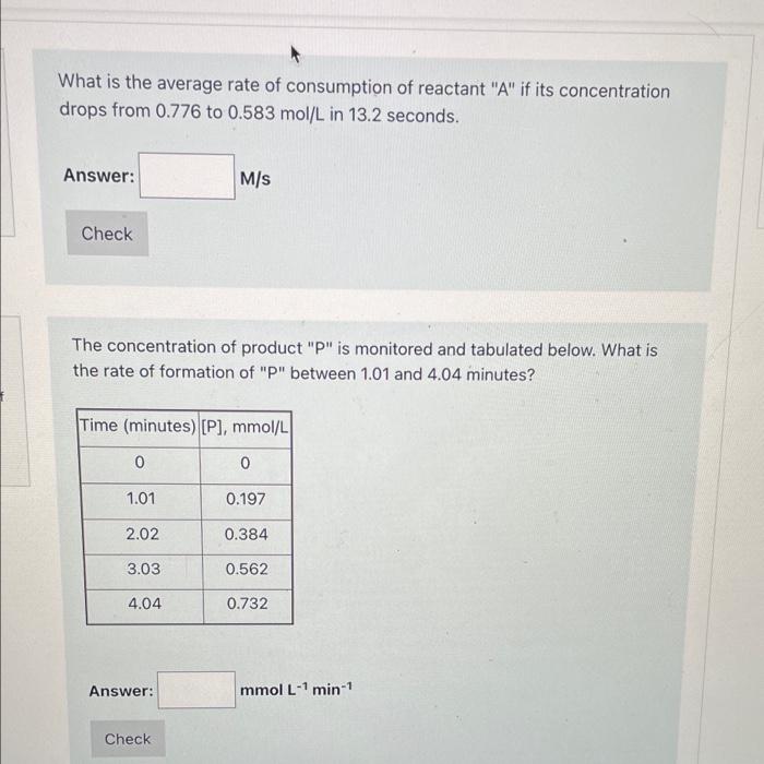 Solved What is the average rate of consumption of reactant | Chegg.com