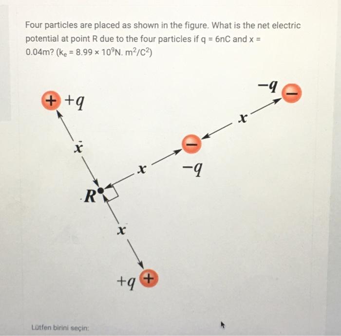 Solved Four particles are placed as shown in the figure. | Chegg.com