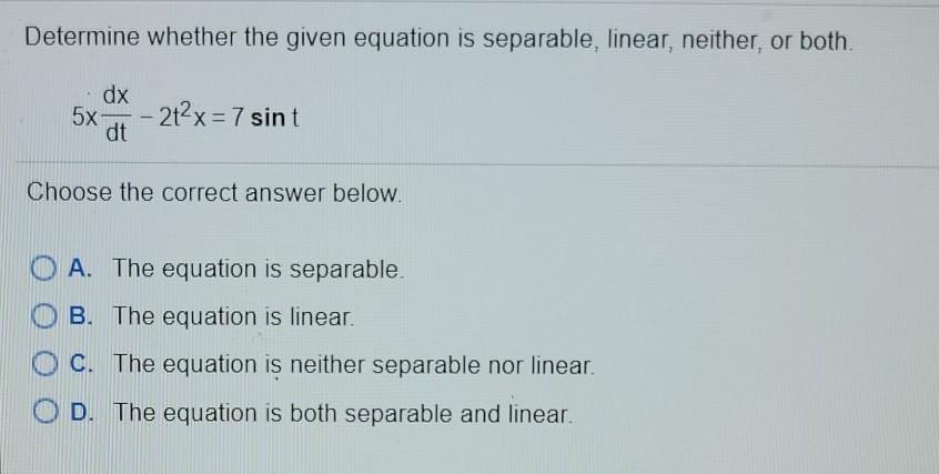 Solved Determine whether the given equation is separable, | Chegg.com