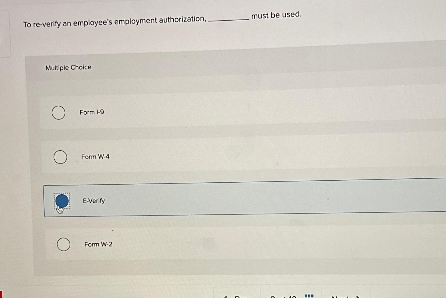 Solved To re-verify an employee's employment | Chegg.com