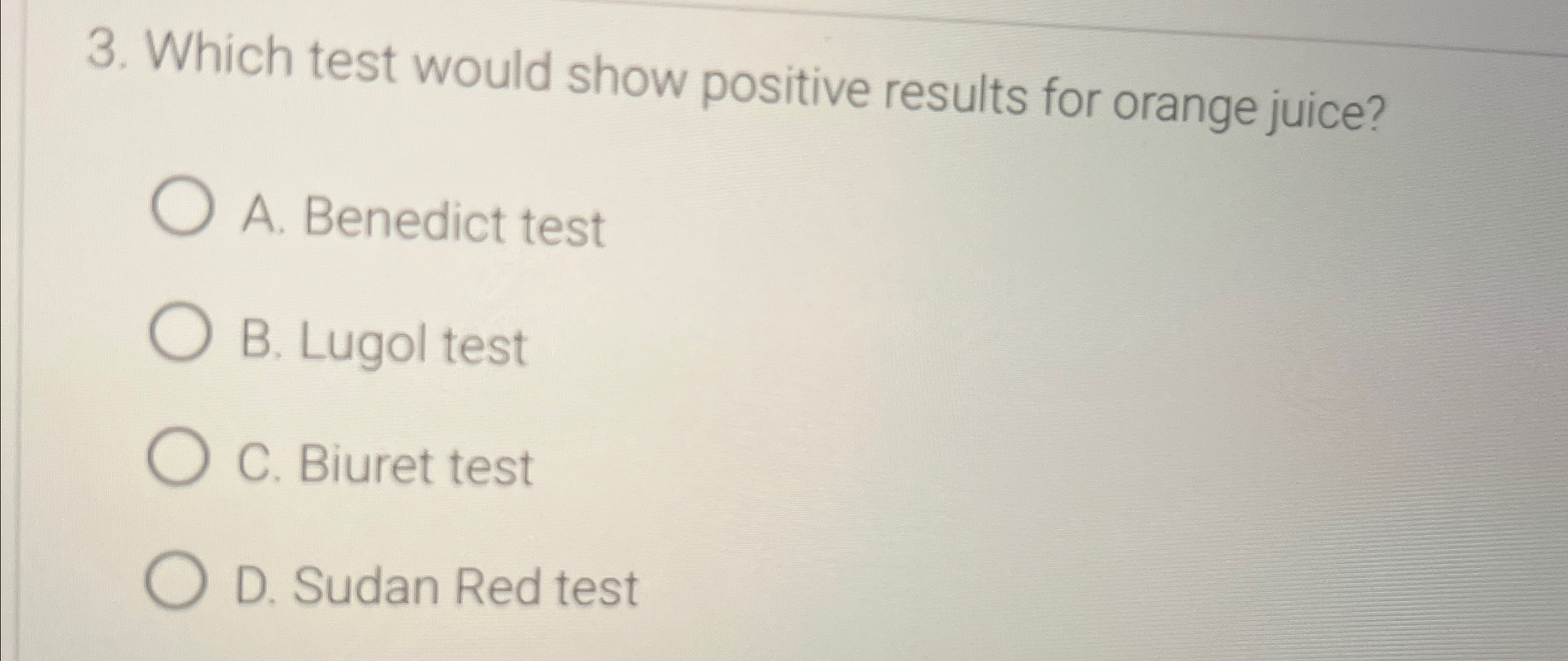 Solved Which test would show positive results for orange | Chegg.com