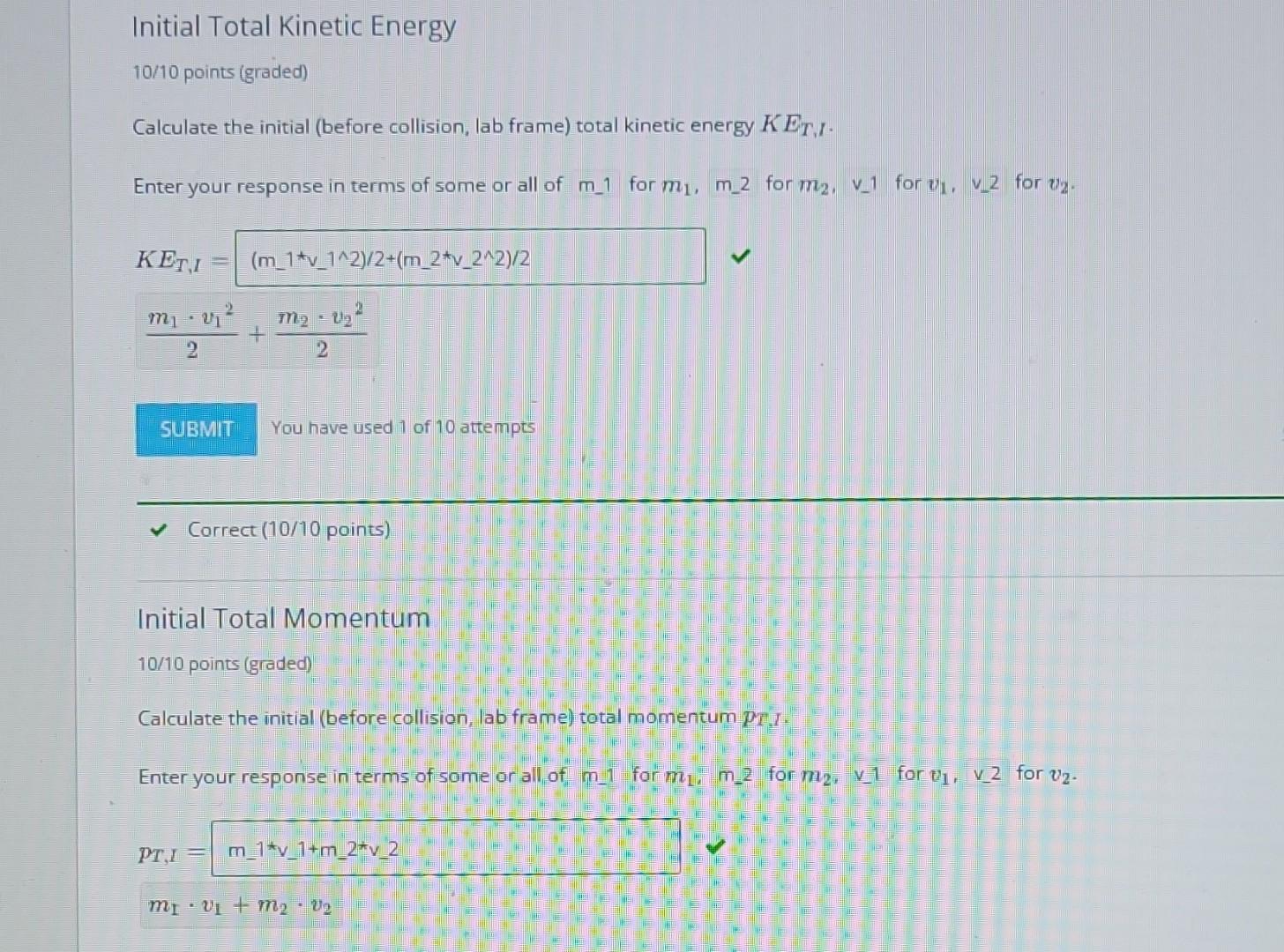 Solved H: Elastic Collision Two point masses m₁ and m2 with | Chegg.com
