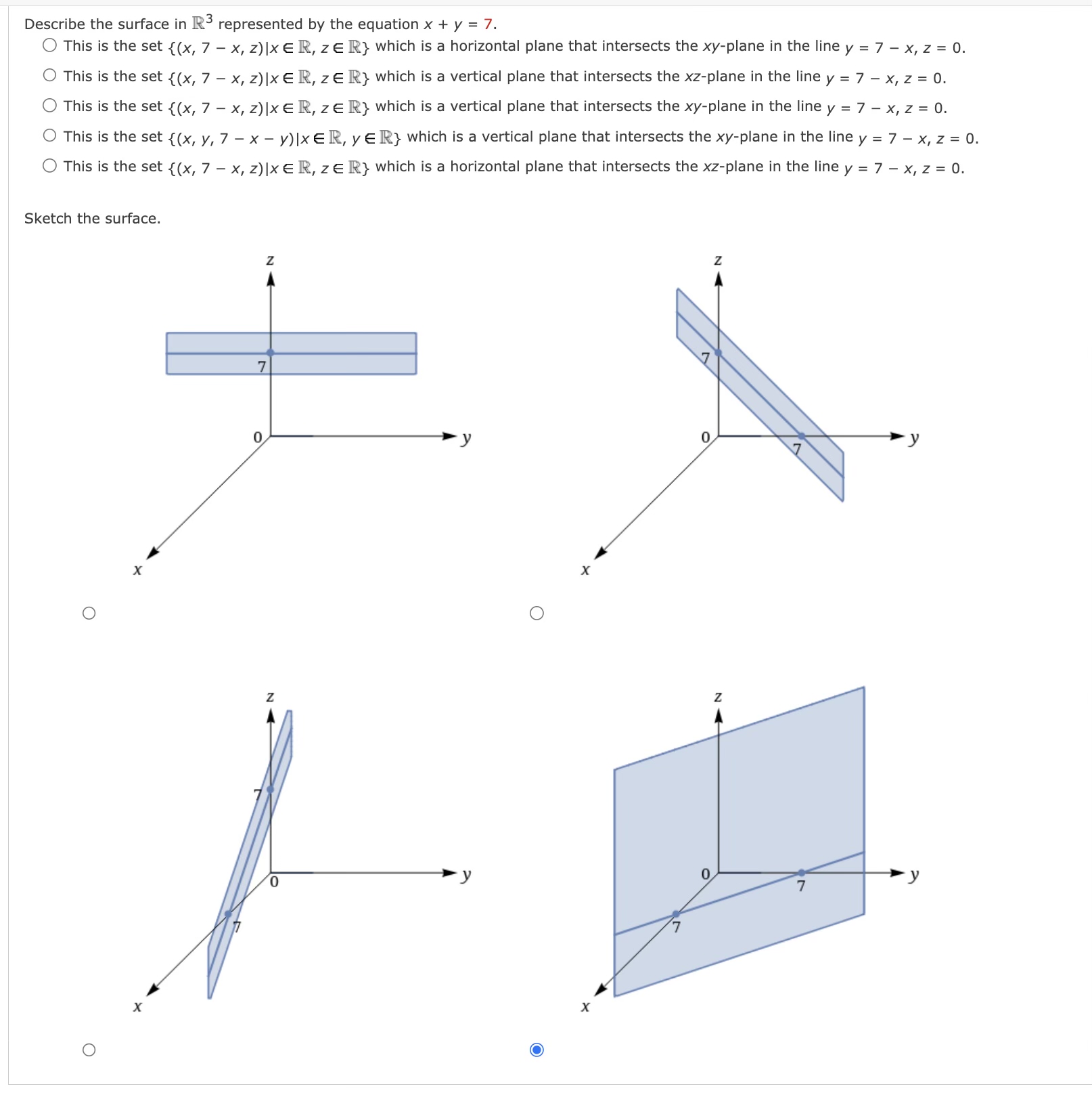 Solved Describe the surface in R3 ﻿represented by the | Chegg.com