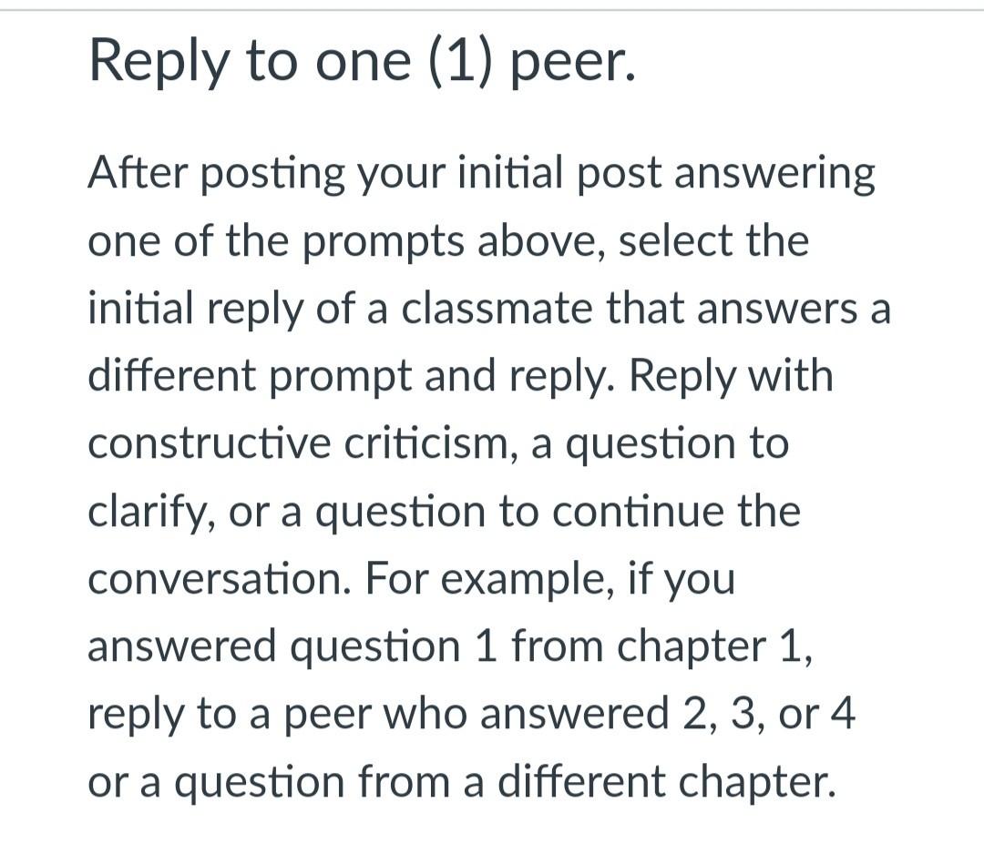 Need help in replying to a classmates discussion | Chegg.com