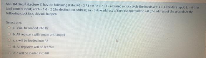 Solved An RTM circuit (Lecture 6) has the following state: | Chegg.com