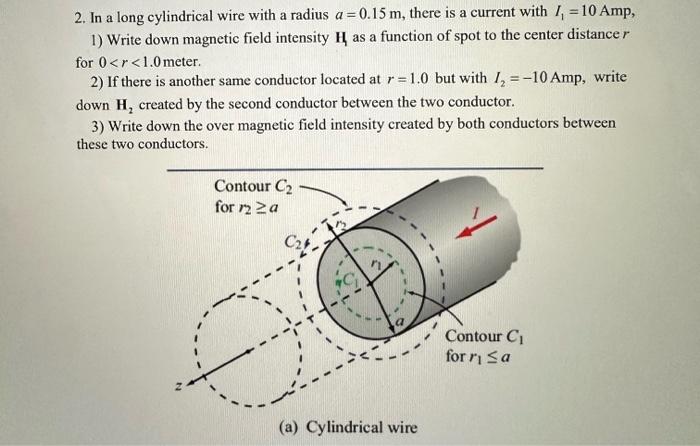 Solved 2. In a long cylindrical wire with a radius a=0.15 m, | Chegg.com