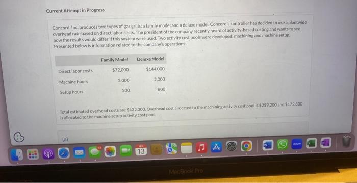 Solved Current Attempt in Progress Concord, Inc. produces | Chegg.com
