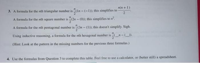 Solved niin + 1) 2 3. A formula for the nth triangular | Chegg.com
