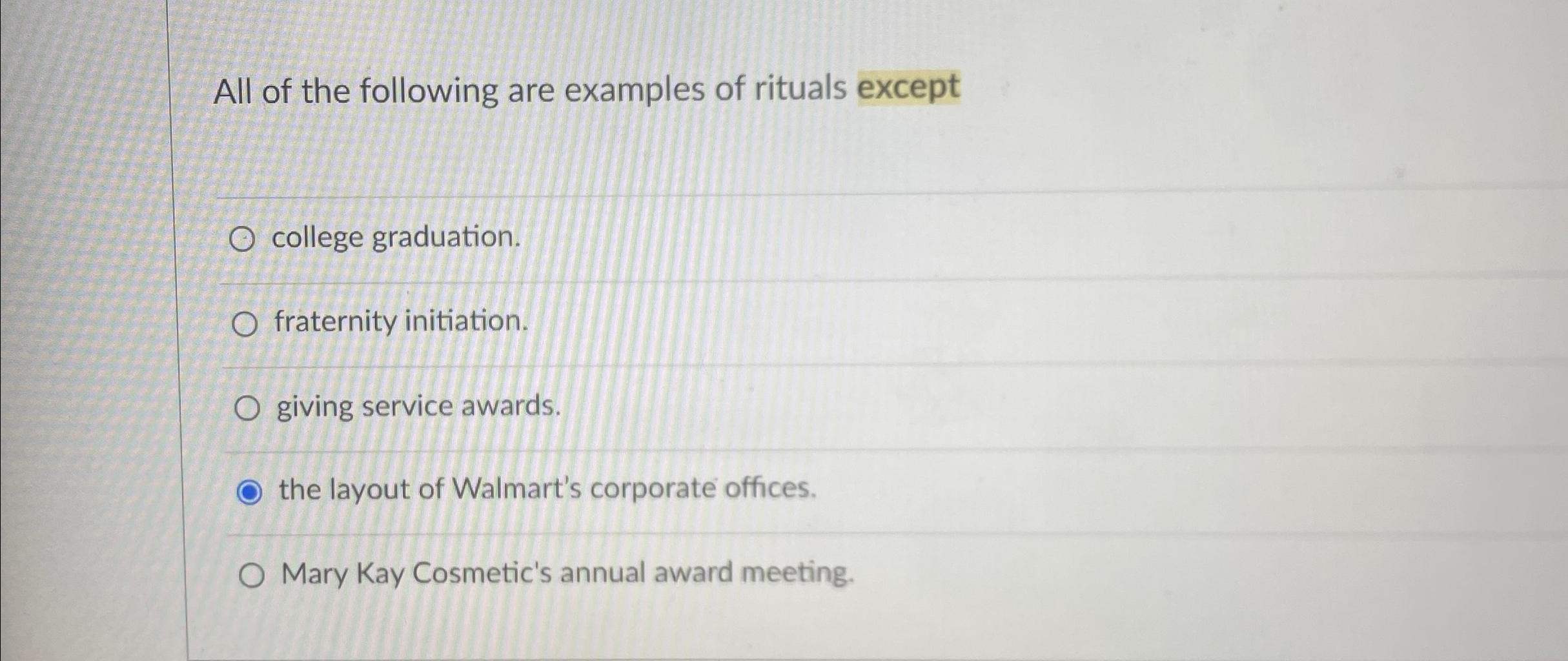 Solved All of the following are examples of rituals | Chegg.com