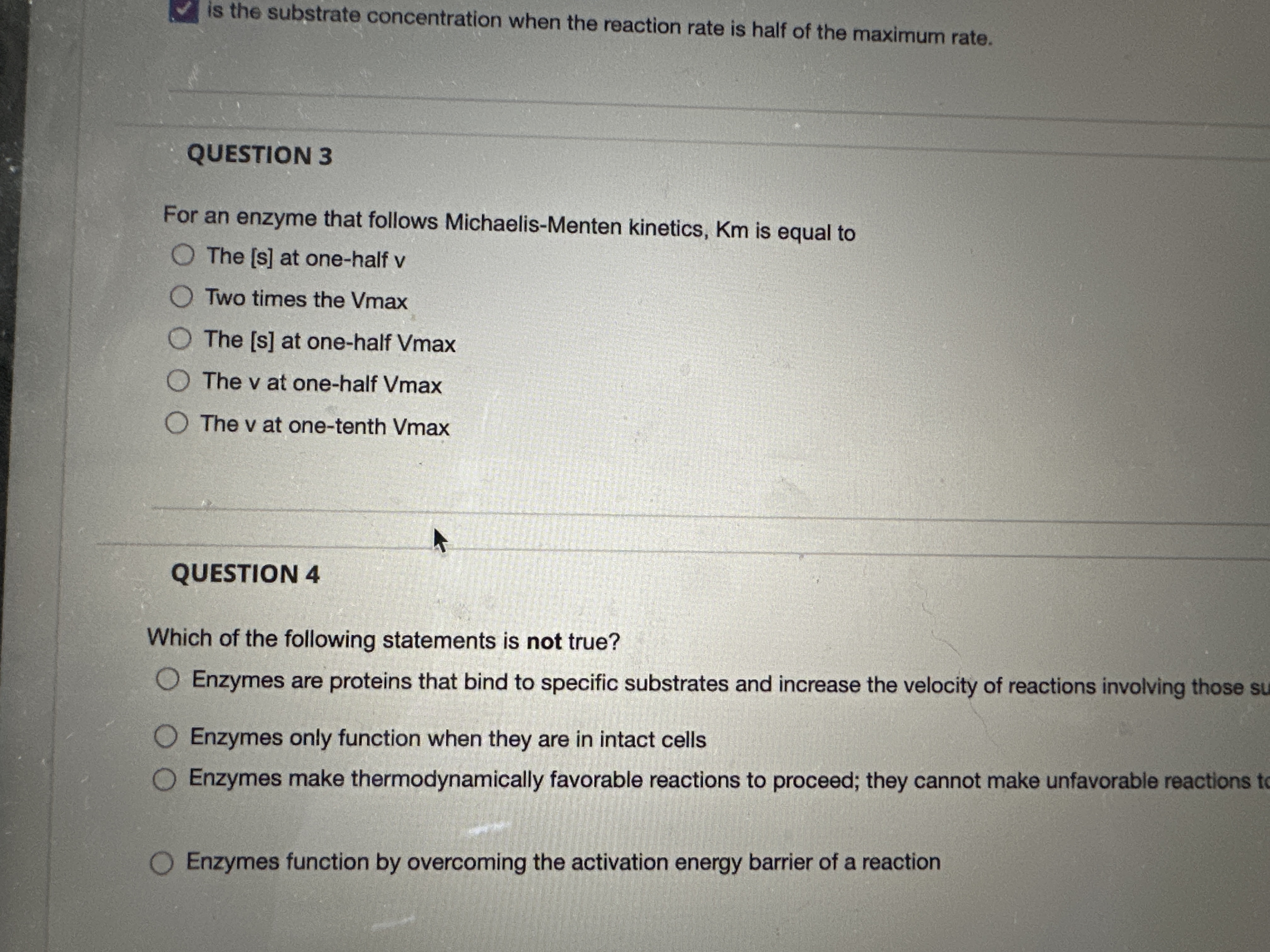 Solved QUESTION 3For an enzyme that follows Michaelis-Menten | Chegg.com