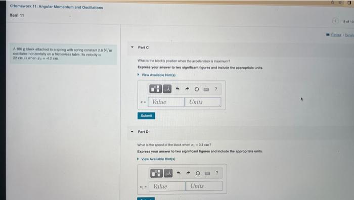 Solved A 160 g. block attached to a woring with eping | Chegg.com