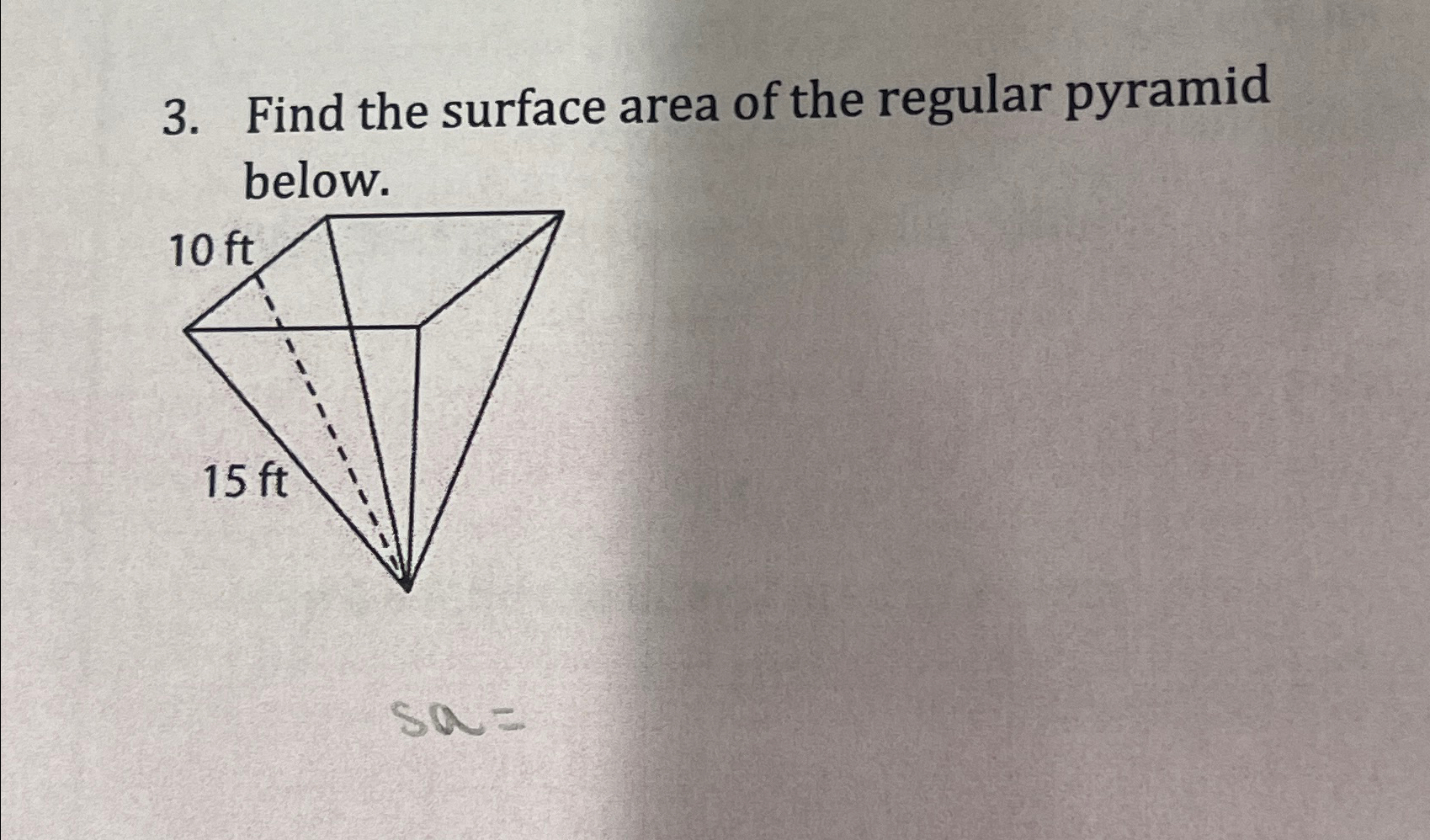 Solved Find the surface area of the regular pyramid | Chegg.com