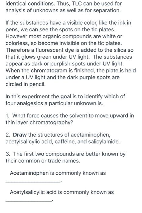 Solved Thin Layer Chromatography prelab Thin-layer | Chegg.com