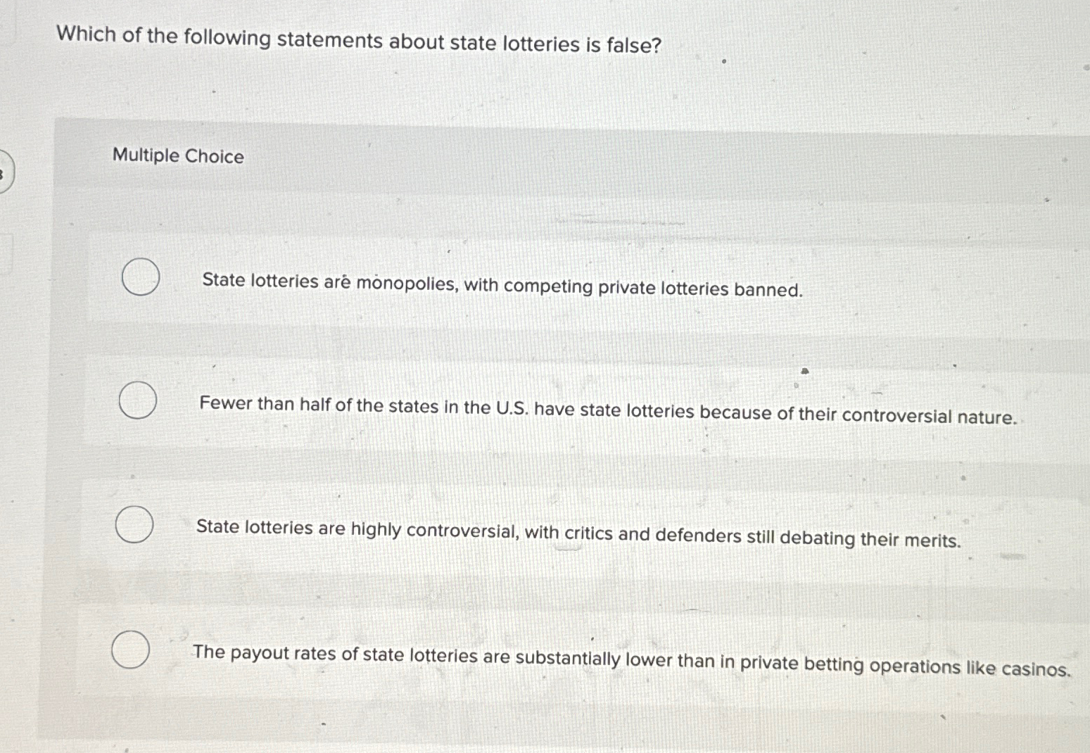 Solved Which of the following statements about state | Chegg.com