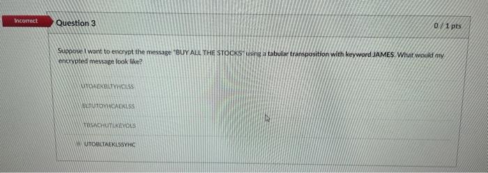 Solved Supposei want to encrypt the message "BUY ALL THE | Chegg.com